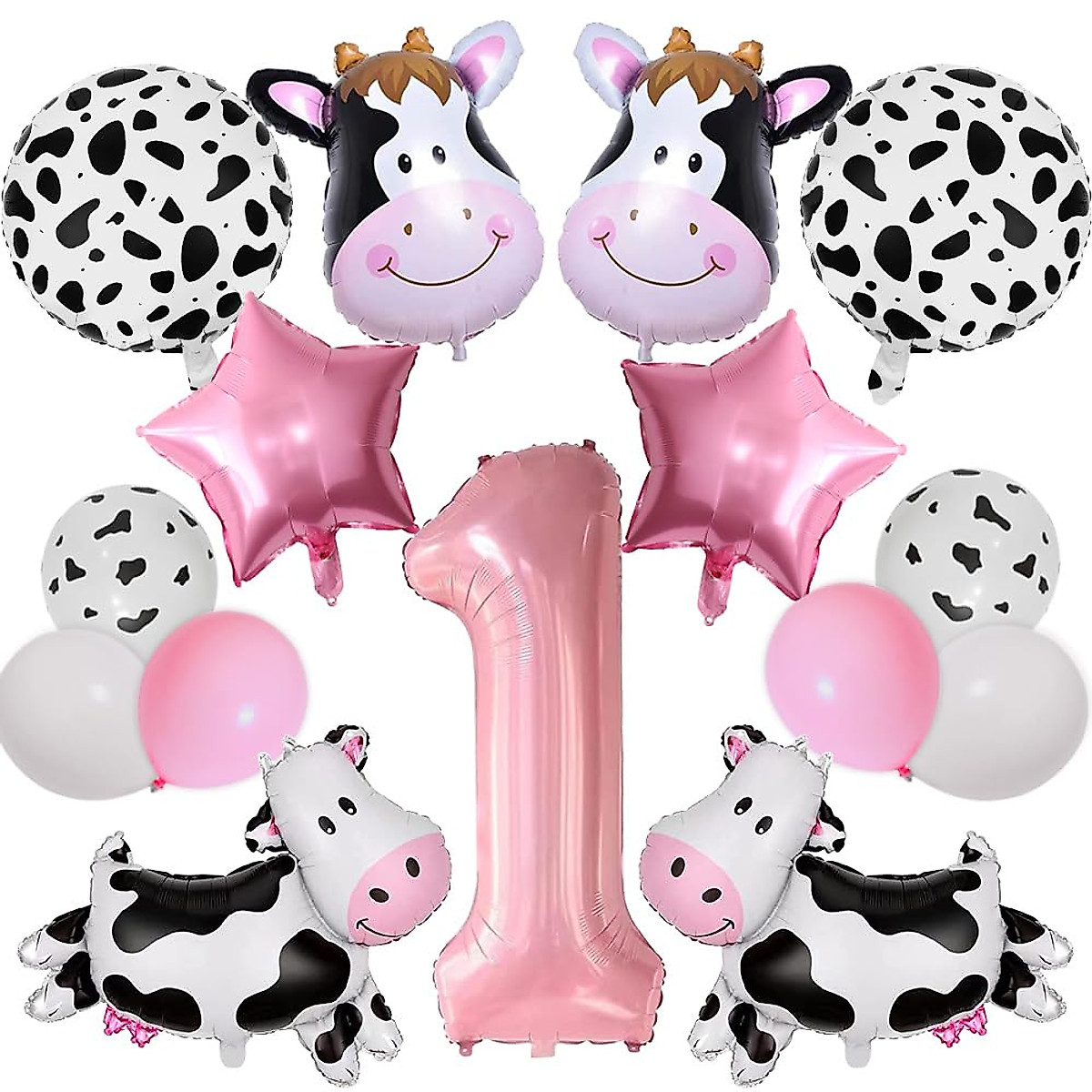 Cow Balloons, Holy Cow Im Two Birthday Decorations Girl Cow Print Balloons 2nd Birthday Party for Cow Farm Animal Theme Cowgirl First Birthday Party Supplies