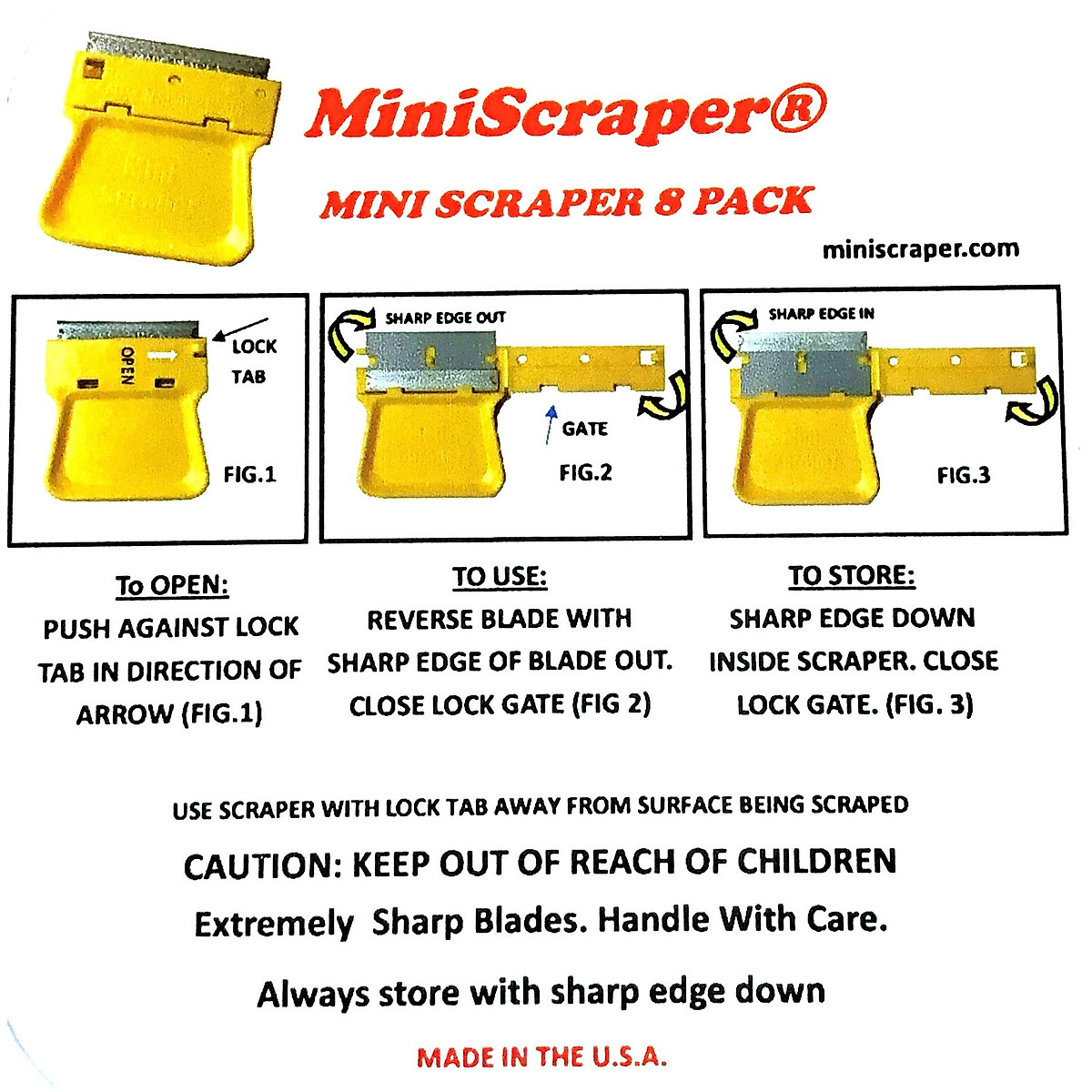MINISCRAPER Mini Razor Scraper 100 Pack USA MADE