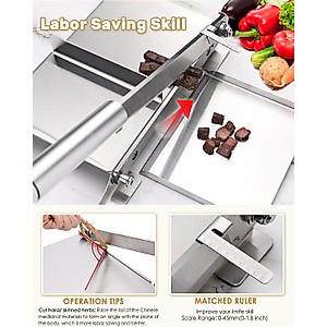 Moongiantgo Biltong Slicer Manual Meat Slicer Cutter with Scale Stainless Steel Cutting Machine Hand Herb Root Slicer for Salami Ham Bacon Vegetables Deli Ginseng Fish (KD0270)