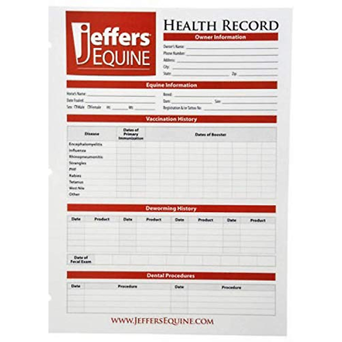 JeffersEquine Horse Health Records Horse Health Chart - 3 Pack