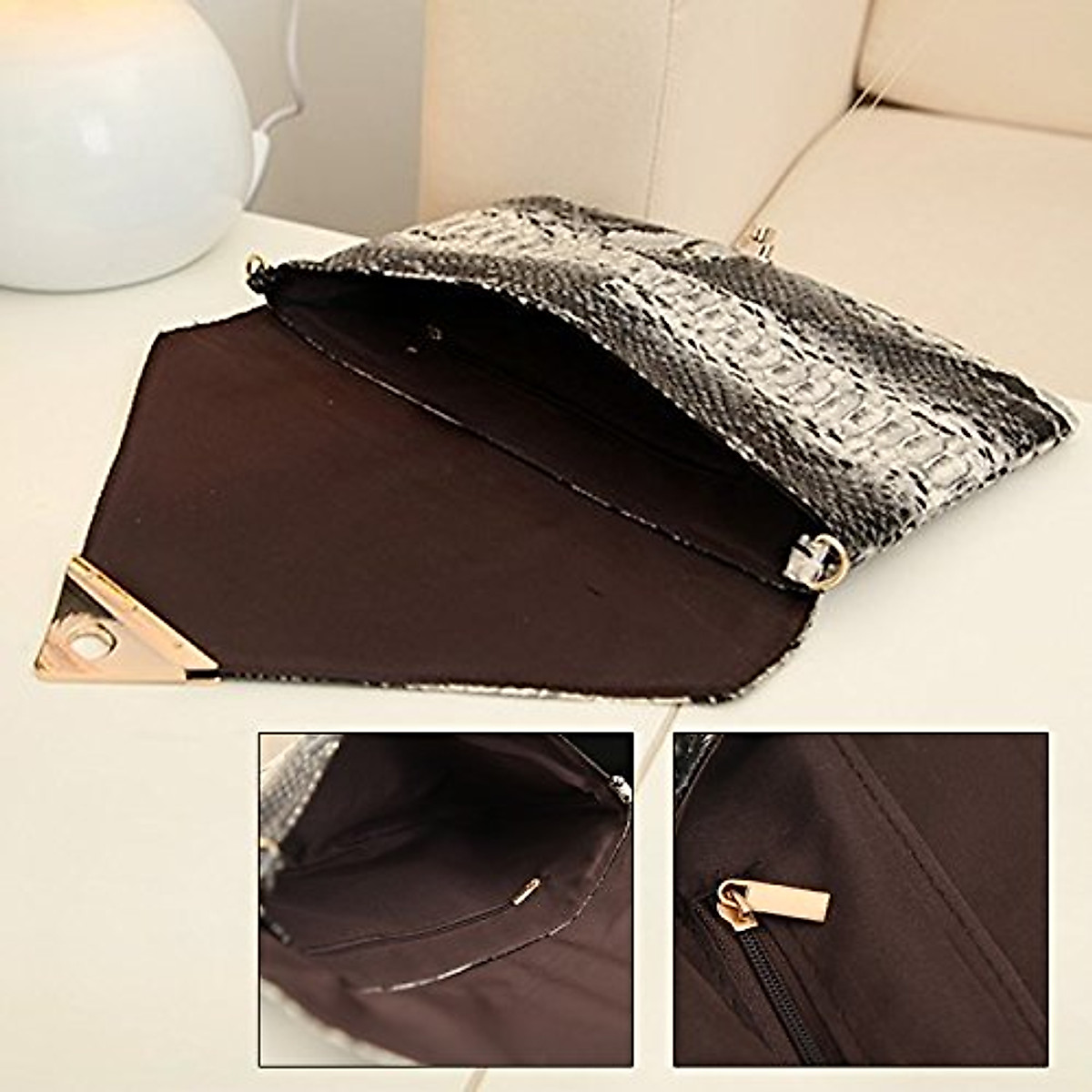 Mily Women's Clutch Bag Messenger Shoulder Handbag Tote Bag Purse-Snakeskin clutch Envelope