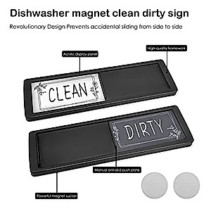 Coomazy Dishwasher Magnet Clean Dirty Sign, Universal Kitchen Refrigerator Magnets with 2 Double-Sided Stickers, Strong Magnets, Non-Scratch Easy to Read Flower Pattern Clean Dirty Sign