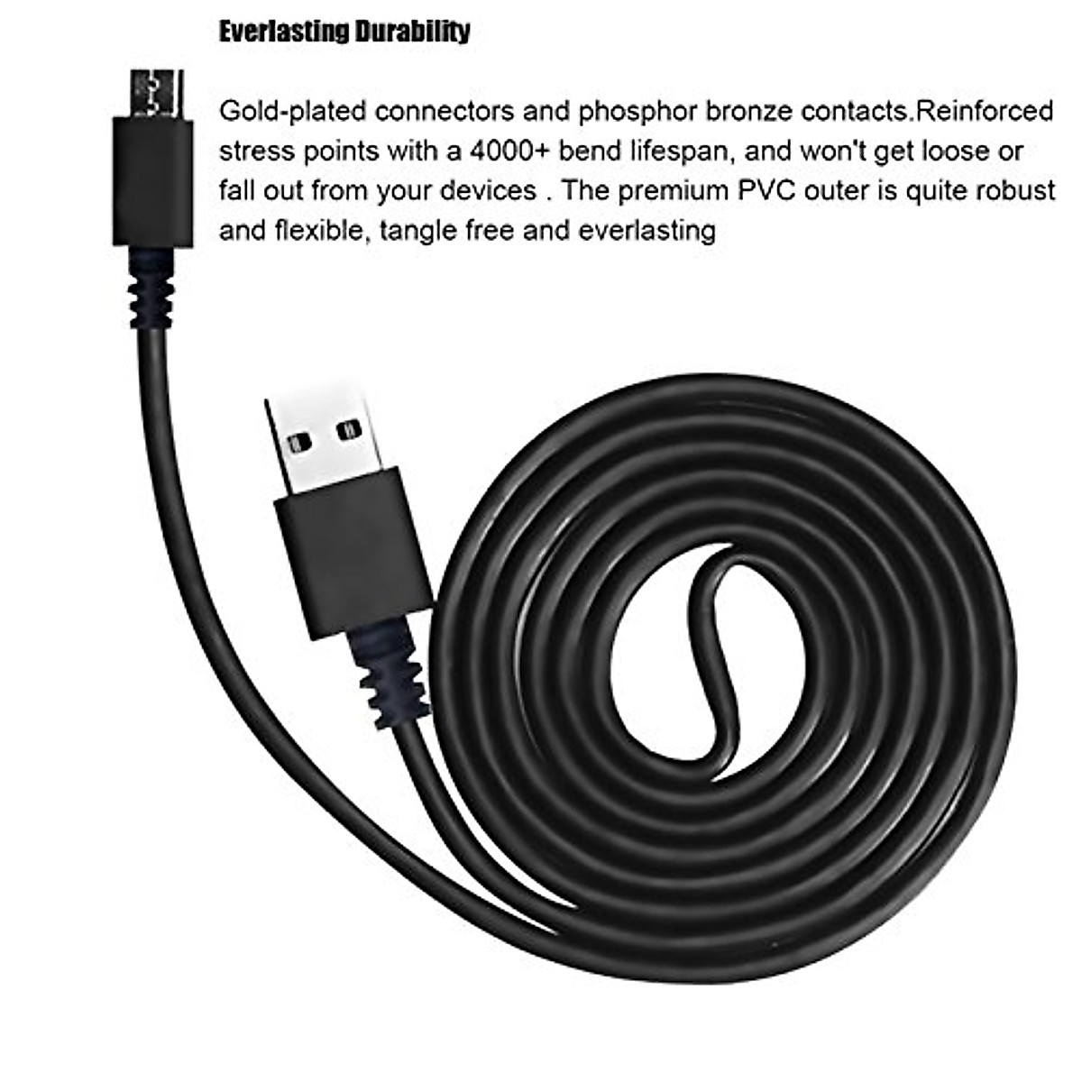 PS4 Micro USB Charger Cable,iEugen 3.3 ft PS4 Controller Charger Dualshock 4 USB Charging Cable for PlayStatio PS4 Pro Slim/XBOX ONE/Micro USB Device (Black)