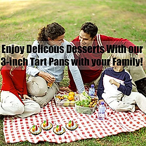 24Packs Egg Tart Molds Mini Tart Pans 3 Inch with Removable Botttom, Carbon Steel Fluted Muffin Cupcake Tin Mold Pan Round Nonstick 3'' Tart Pans for Pies, Quiches, Mousse Cakes, Dessert Baking