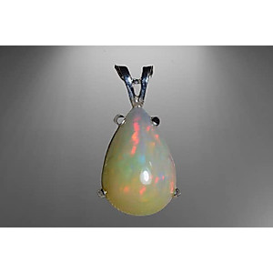 Handmade 925 Sterling Silver Pear Ethiopian Fire Opal Wedding Pendant gift jewelry