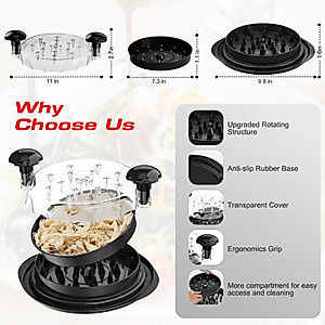 Chicken Shredder Large Chicken Breast Shredder Tool with Compartment, Transparent Lid Visible Meat Shredder Machine, Anti-Slip Strip, Ergonomic Handle , Suitable for Pork Beef Chicken(Black)