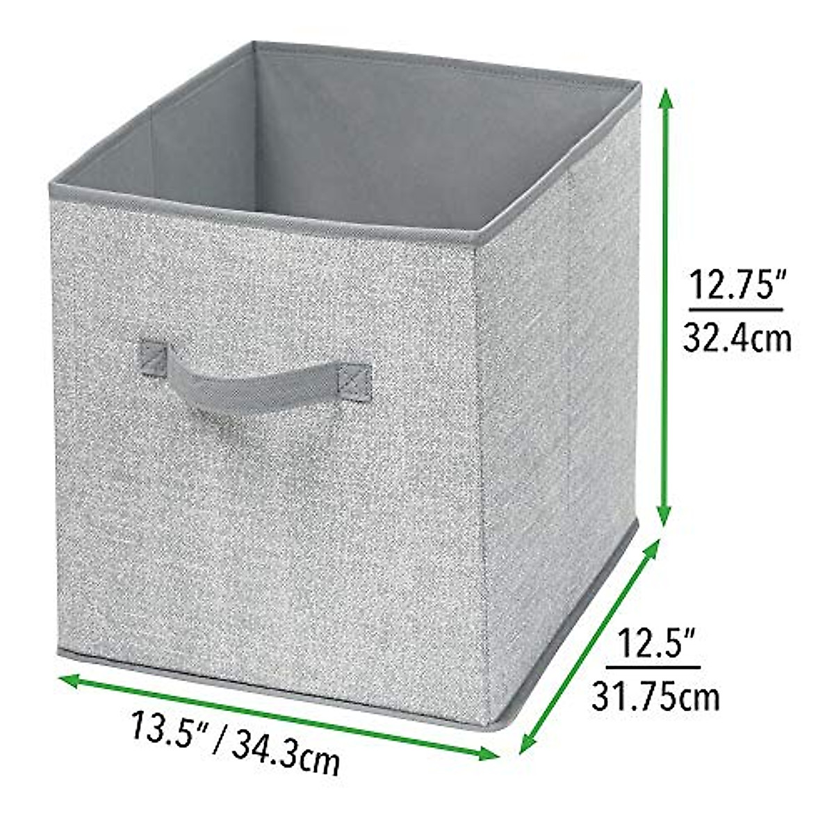 mDesign Soft Fabric Nursery/Playroom Closet Storage Organizer Bin Box with Front Handle for Cube Furniture Shelving Units - Holds Toys, Clothes, Diapers, Bibs - Lido Collection - 4 Pack - Gray