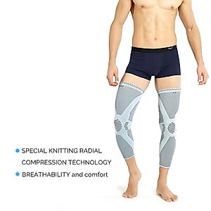 NeoTech Care Knee & Leg Sleeve - Breathable - Medium Compression - Grey (Size L, 1 Pair)
