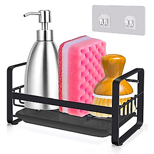TWORIDER Kitchen Sink Caddy Sponge Holder,304 Stainless Steel Sink Caddy Sponge Holder Kitchen Sink Organizer,Sponge Holder For Kitchen Sink with Removable Drain Tray,Not Including Dispenser and Brush