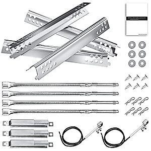 Hisencn Grill Replacement Parts for Charbroil Advantage Series 4 Burner 463344116, 466344116 Gas Grill, Grill Burners Tube, Heat Plate Tent Shield, Adjustable Carryover Tube, G361-0003-W1