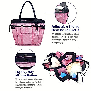 Moyad Large Mesh Shower Caddy Tote Large Tote Bag Beach Bag Hanging Travel Shower Caddy Portable Cleaning Caddy Shower Organizer Camping Accessories College Dorm Room Essentials for Girls Women, Pink