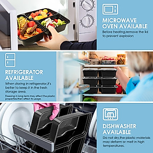 30 Pack Meal Prep Containers, 32 Oz 3 Compartment Food Storage Containers with Lids, Extra-thick Plastic To Go Containers, Disposable Lunch Box, BPA Free, Stackable, Dishwasher/Microwave/Freezer Safe