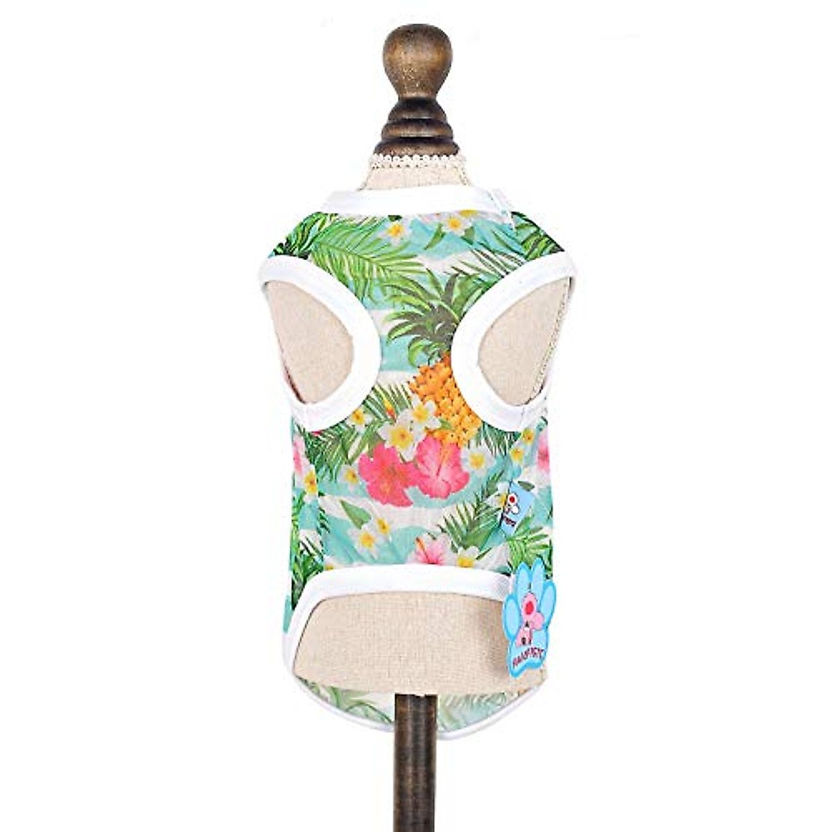 SMALLLEE_LUCKY_STORE Dog Hawaiian Shirt Pet Cat Summer Sleeveless T Shirt Quick Dry Cool Mesh Vest Boy Girl Small Dog Clothes,Pineapple Print,Size M