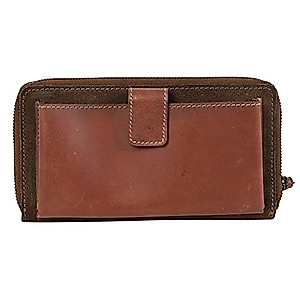 STS Ranchwear Women's Cowhide Saddle Tramp Bentley Compact Durable Leather Casual Wallet with Removable Wrist Strap, Brown Suede, One Size