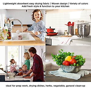 Bedford Home Set of 16 Kitchen Dish 12.5x12.5”-100% Cotton Wash Cloths-Waffle Weave in 4 Colors of Striped & Solids-Dishcloths for Cleaning by Lavish Home, Multiple