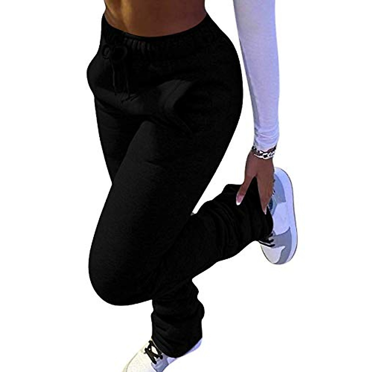 Womens Active Sweatpants Fleece Lined Workout Sport Yoga Leggings Bootcut Stacked Casual Joggers Pants