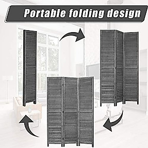 Room Dividers 3 Panel Partition Room Dividers 5.6 Ft Tall Privacy Wall Foldable Room Divider Privacy Screen Wood Screen Room Separator for Home Office Bedroom Restaurant , Gray
