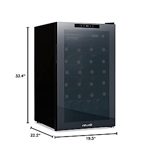 Newair 51 Bottle Wine Cooler Refrigerator | Shadow Series | Freestanding Mirrored Wine and Beverage Fridge with Double-Layer Tempered Glass Door & Compressor Cooling For Reds, Whites, & Sparkling Wine