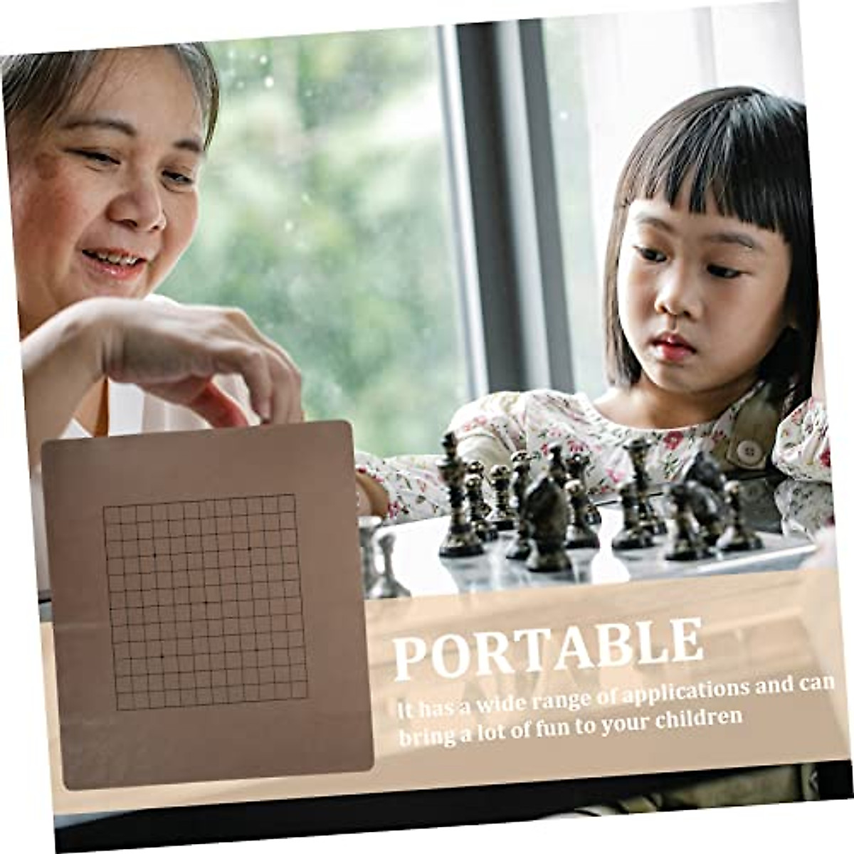 Garneck 2pcs Checkerboard Japanese Accessories Travel Accessories Travel Toiletry Roll- up Leather Chess Set Weiqi Game Board Shogi Board Game Gobang Chess Accessory Portable Chess Board