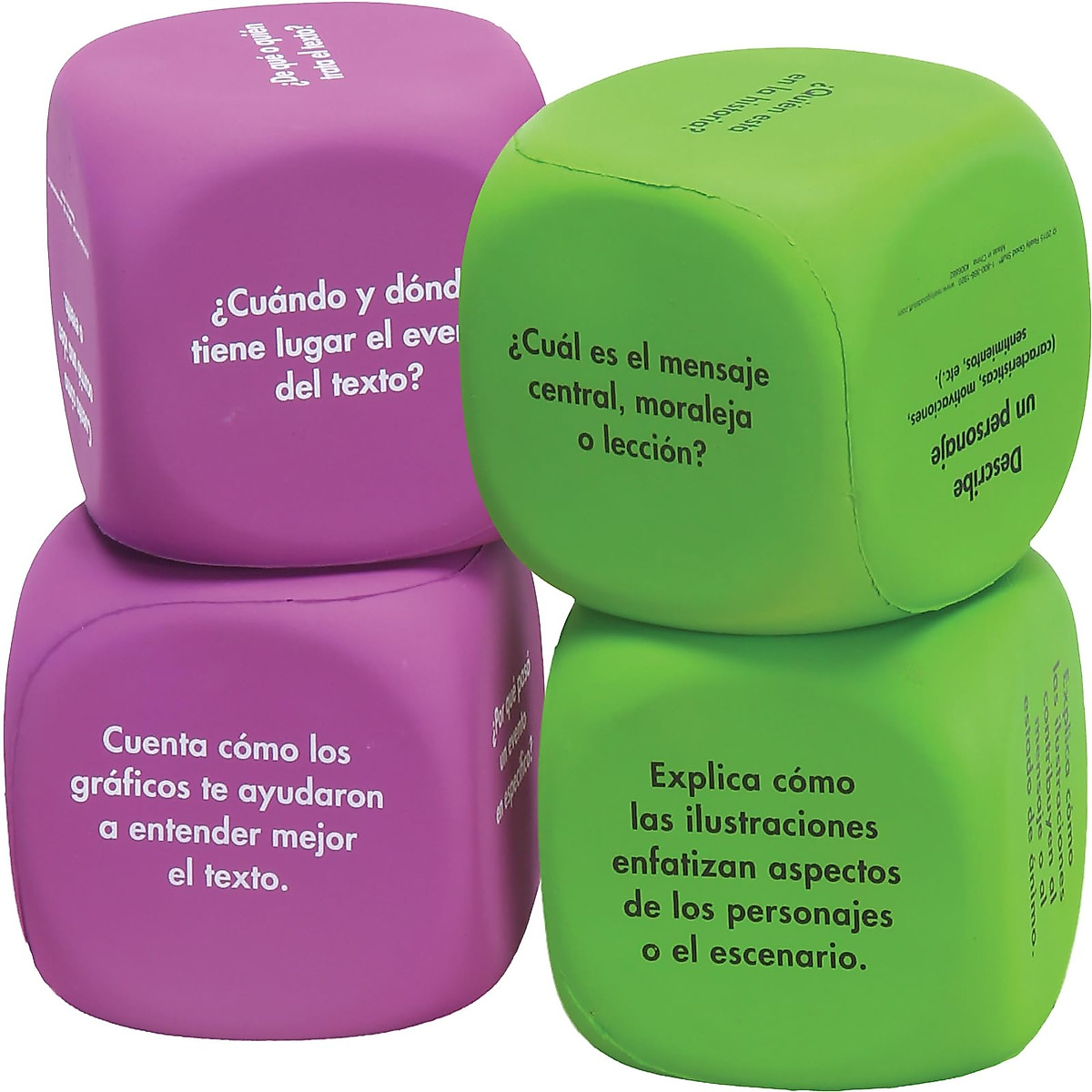 Really Good Stuff Cubos de comprensión (Common Core Comprehension Cubes) – Set of 4 Interactive Foam Dice – Students Roll, Respond, and Record Answers to Standards-Based, Text-Dependent Questions