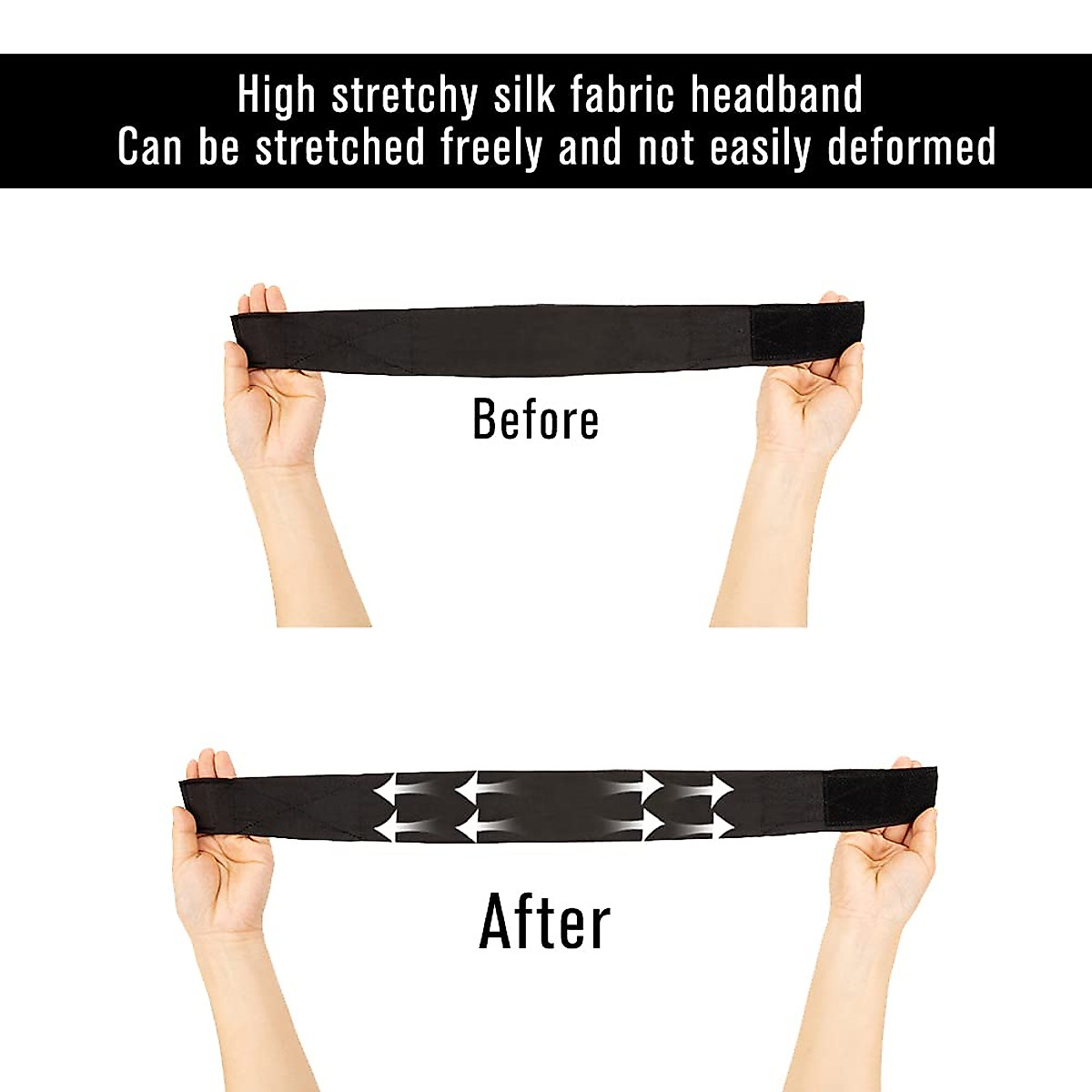 5Pcs Silk Headband - Black Headband for Making Wig Silk Elastic Band Adjustable Silk Headband for Headband Wig and Wig Cap