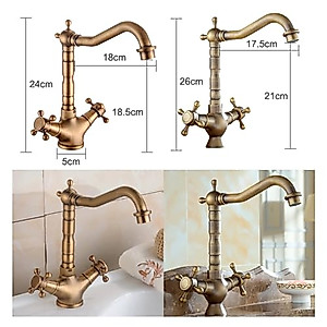 HOONWEAR Bronze Bathtub Faucet Two Handle Single Hole Hot and Cold Water Mixer Kitchen Faucet Mixer Tap Faucet, CF001