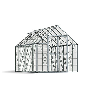 Palram - Canopia Snap & Grow 8 Ft. x 12 Ft. Greenhouse Kit Hobby DIY Walk In Green House Heavy Duty Polycarbonate, Aluminium Frame, with Lockable Door and Vent for Outdoors, Garden, Backyard In Silver
