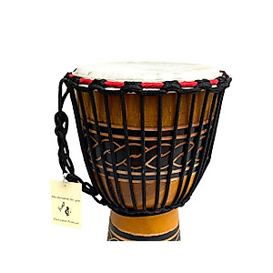 JIVE BRAND Djembe Drum Bongo Congo African Mahogany Wood Drum With Heavy Base Goat Skin Drum Head Hand Carved Professional Quality - 16" High - NOT MADE IN CHINA