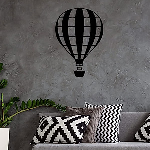 Hot Air Balloon Metal Wall Art, 3D Silhouette Decoration of Living Room, Stylish Metal Wall Hanging Black Decoration, Suitable for Home Decoration of Restaurant Coffee Shop