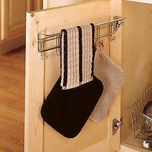 Silver Chrome Steel 6-Hook Towel Rack Stainless