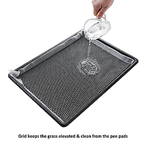 MEEXPAWS Dog Grass Pee Pads for Dogs with Tray , Small Size 18 by 14 in , 2 Dog Artificial Grass Pads , Indoor Dog Litter Box