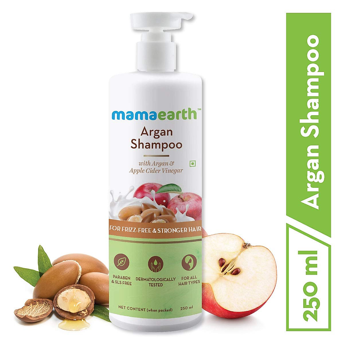Mamaearth Argan Shampoo with Apple Cider Vinegar | Volumizing Anti Frizz Solution | Hydrating for Dry & Damaged Hair | Sulfate Free | 8.45 Fl Oz (250ml)