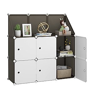Aeitc Cube Storage Closet Organizer Cube Organizers Storage Shelves for Bedroom, Living Room, Office, Brown+white