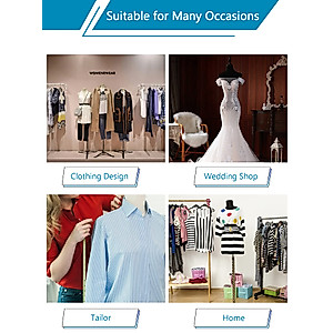 Mannequin, 49.6-63.4 Inch Adjustable Mannequins Body Female, Solid Wood Dress Mannequin with Stand, Sewing Mannequin Female, Adjustable Dress Form for Clothing Jewelry Display, Manikin Body, White