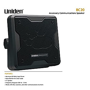 Uniden (BC20) Bearcat 20-Watt External Communications Speaker. Durable Rugged Design, Perfect for Amplifying Uniden Scanners, CB Radios, and Other Communications Receivers ,Black