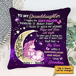 NAZENTI Personalized Granddaughter Grandson Pillow - Custom Grandchildren Pillow, to My Granddaughter Gift Form Grandma Grandpa, Animal Hug Pillow, Daugter Son Birthday, DS8