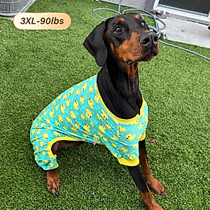 KYEESE Dog Pajamas Yellow Ducks Dog Onesie Dog Coat Dog Pajamas Large Sized Dog Soft Dog Costume Dog Clothes Dog Surgery Recovery Suit Dog Body Suits After Surgery Cat Clothes Large Dog Pajamas
