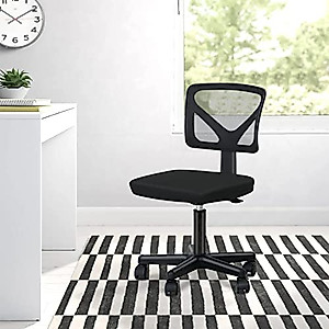 BestOffice Ergonomic Desk Armless Mesh Computer Lumbar Support Swivel Rolling Executive Adjustable Task Chair for Back Pain (Black)