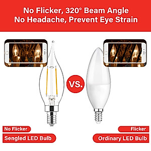 Sengled E12 Led Bulb Dimmable, Candelabra Led Light Bulbs 40 Watt Equivalent, CA10 Flame Tip Chandelier Light Bulbs, 2700K Soft White Candle Light Bulbs for Chandeliers, Ceiling Fan, Pendant, 12 Pack