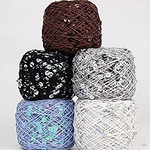 SYLALE 50G Acrylic Handmade Knitting Yarn Cotton Wool Crochet Yarn 3mm + 6mm Sequin Thread DIY Yarn for Crocheting (Color : Blue)