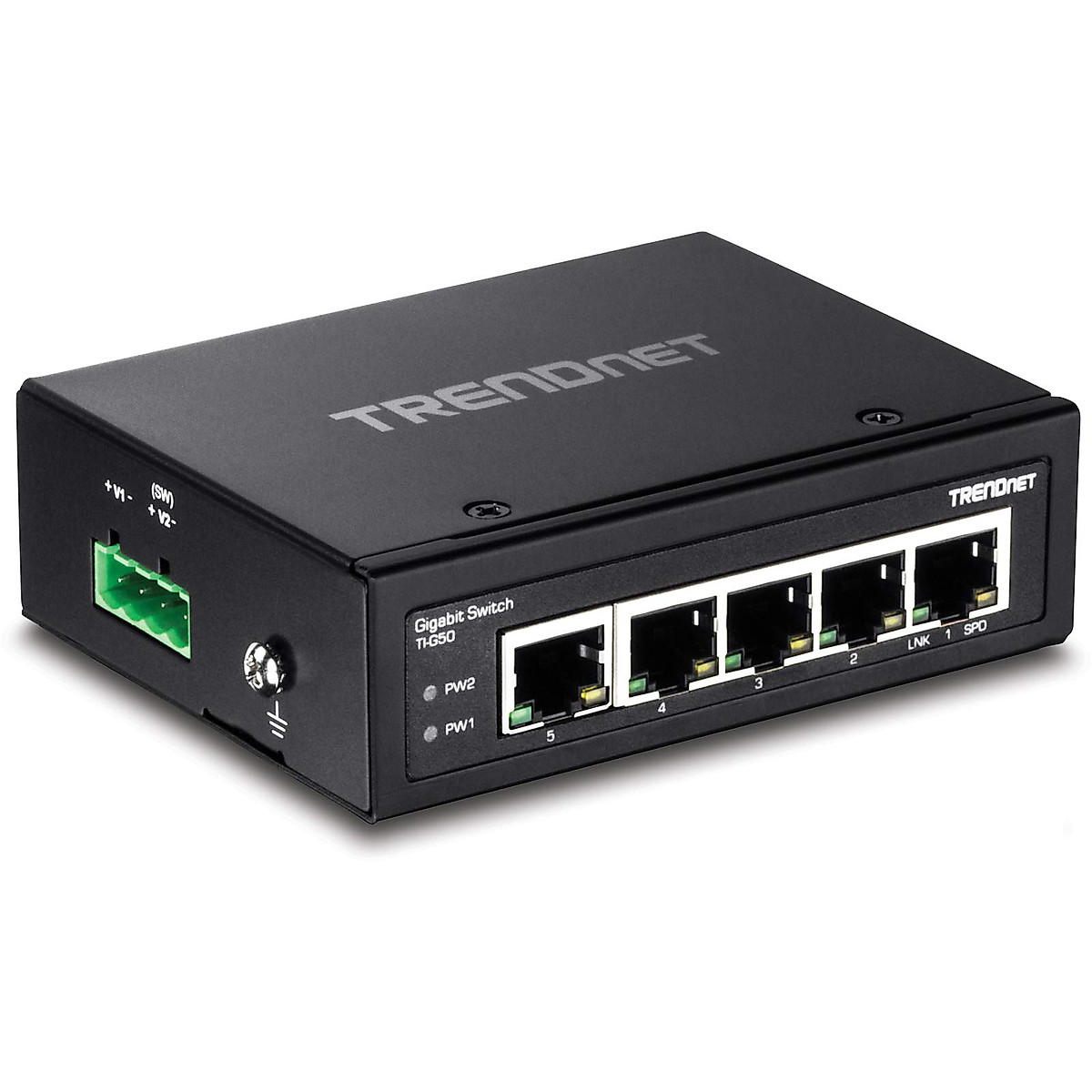 TRENDnet 5-Port Hardened Industrial Gigabit DIN-Rail Switch, 10 Gbps Switching Capacity, IP30 Rated Network Switch (-40 to 167 ºF),Black,TI-G50 & 60 W Single Output Industrial DIN-Rail Power Supply