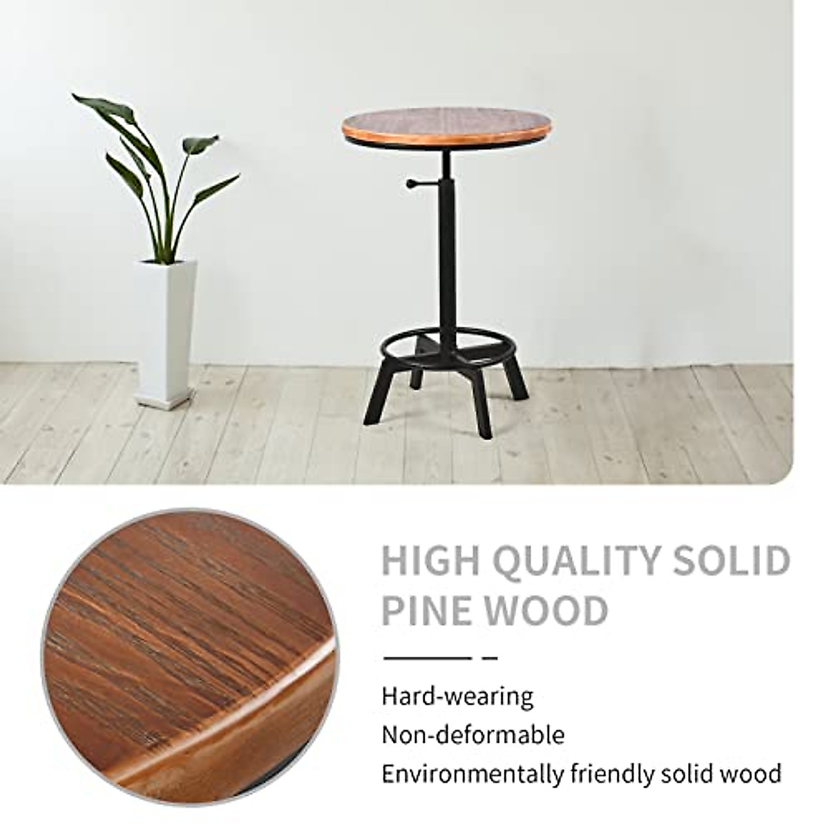 BOKKOLIK Farmhouse 3 Pieces Bar Table Set with Chairs for Kitchen Pub Coffee Shop Industrial Bistro Table and Bar Stools Dining Room