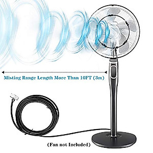 Fan Misting Kit for Cool Patio Breeze 19.36FT Misting Line with 5 Removable Brass Nozzle and Plated Solid Brass Adapter, Connects to Many Fans, Auto Misting Spray System for Summer Cooling