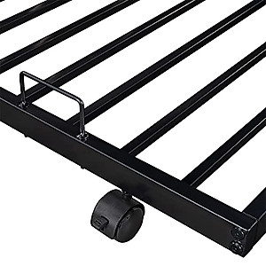 HICOMILA Metal Bunk Bed with Trundle, Twin Over Twin Bunk Bed for Kids, Teens, Adults, Can be Separate into Two Individual Twin Beds, Black