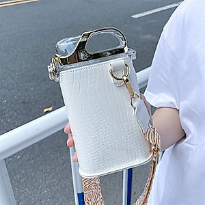 YHdtUO Travel Coffee Mug Water Cup Wind High-End Sports Straw Cup Girls Summer Simple High-Value Square Kettle 380Ml Housewarming