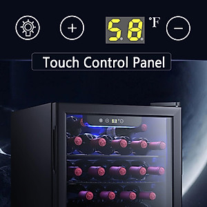 Antarctic Star 2.6 cu.ft Wine Cooler/Cellar Mini Beverage Refrigerator for Wine Beer Soda Clear Front Glass Door Small Drink Touch Screen for Bar Office Home with Quiet Compressor, Freestanding.