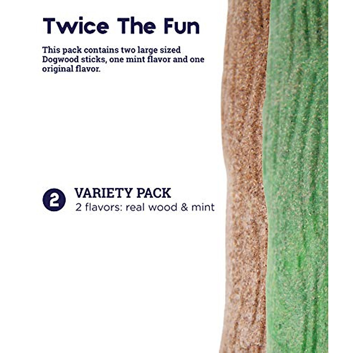 Petstages Dogwood Wood Durable Dog Chew Toys, Real Wood & Mint, 2-Pack, Large