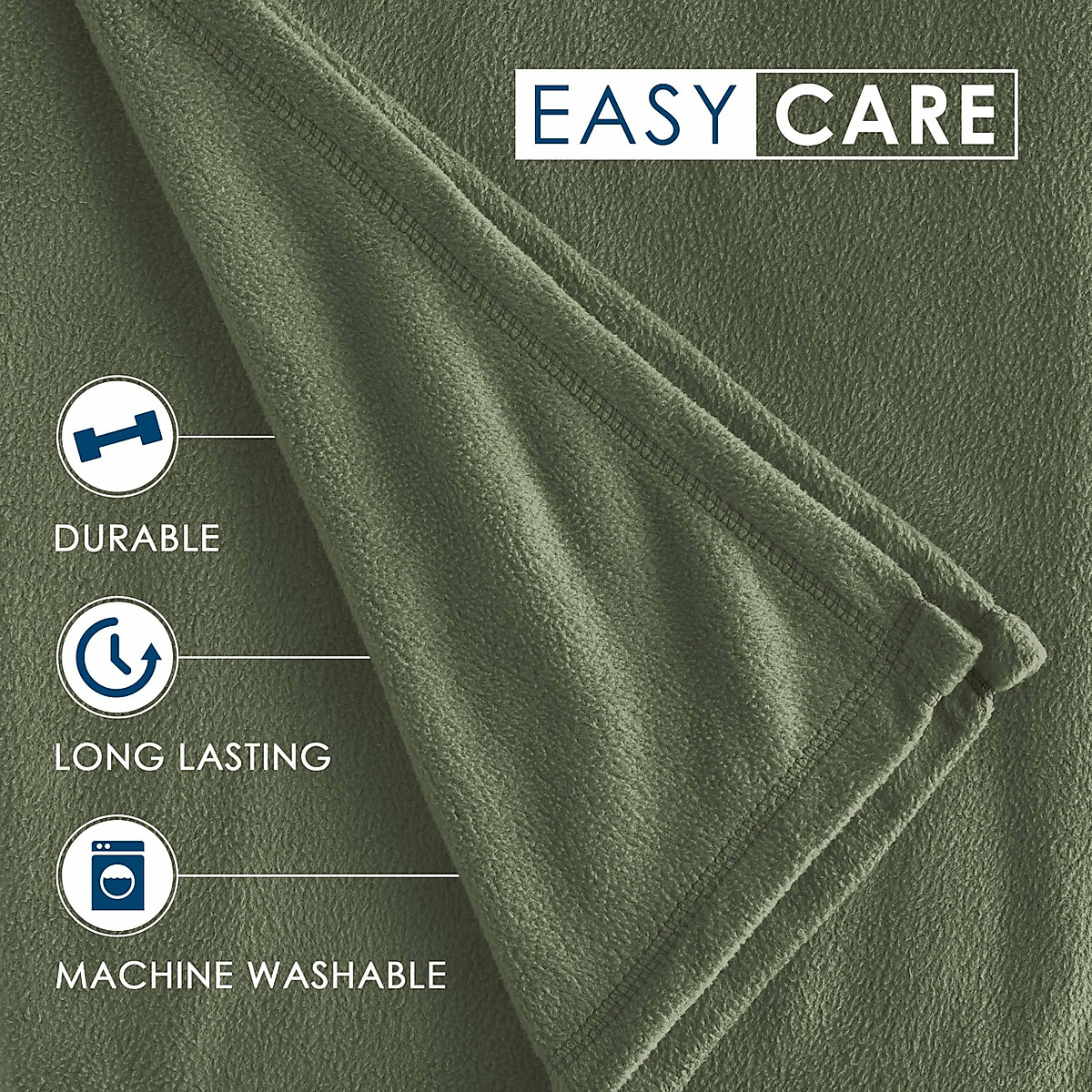 Martex 1B06864 Super Soft Fleece Easy Care Machine Washable Blanket Full/Queen, Green