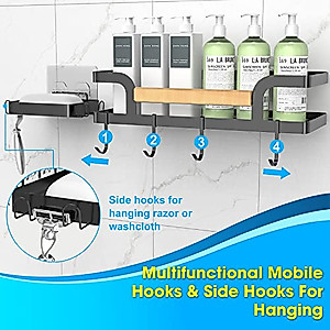 JONYJ Adhesive Shower Caddy 4 Pack, Shower Organizer with 12 Hooks and 2 Soap Holder, No Drilling Shower Shelf for Inside Shower, Kitchen Storage, Bedroom, Living Room, Bathroom