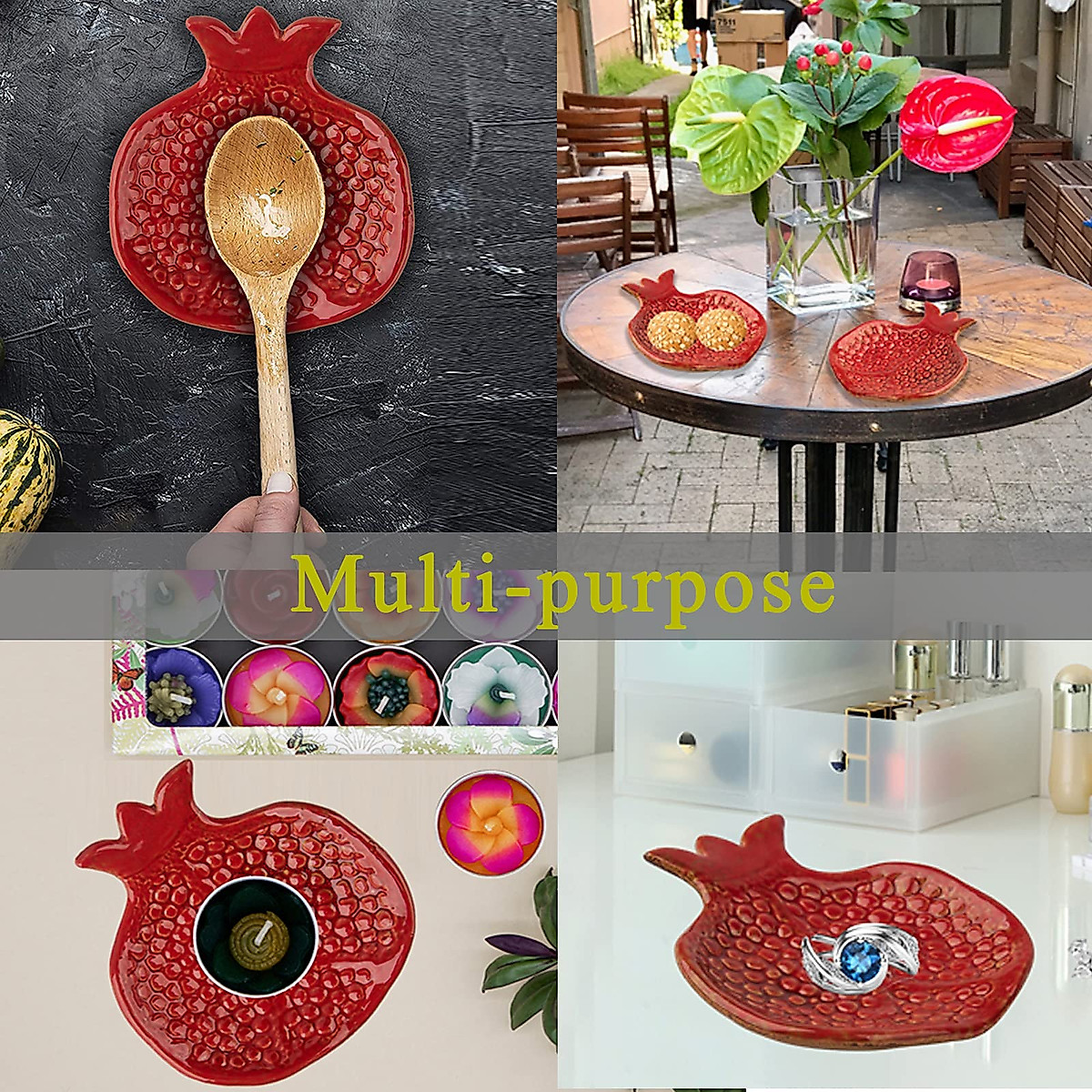Spoon Rest 2 Pcs Spoon Holder For Stove Top Ceramic Spoon Rest For Kitchen Counter Spoon Rest For Stove Top Coffee Spoon Rest Pomegranate Shaped